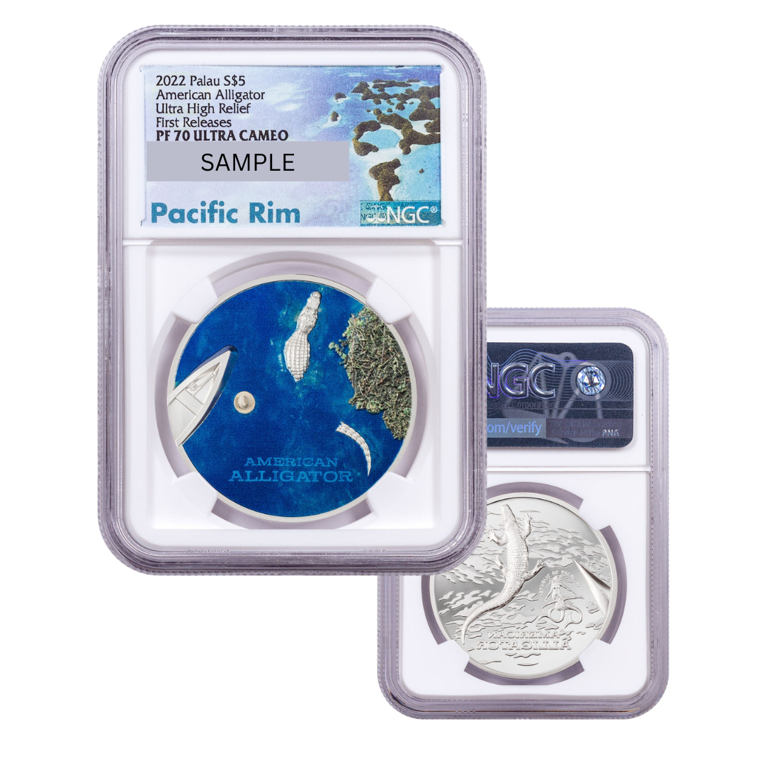2022 Palau American Alligator Ultra High Relief 1 oz Silver Colorized ...