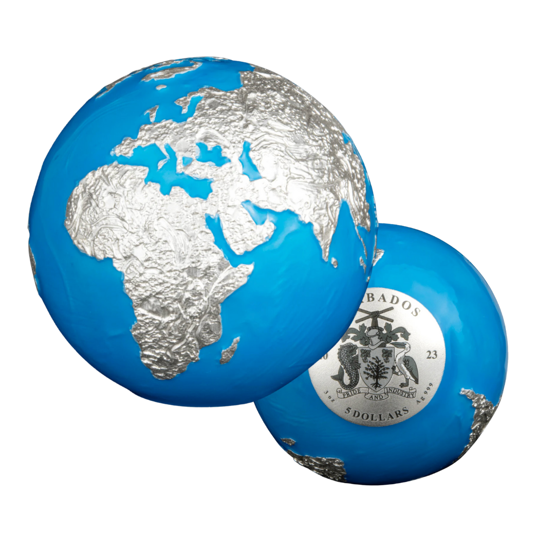 Barbados 2023 $5 3oz Silver Blue Earth Glow in the Dark